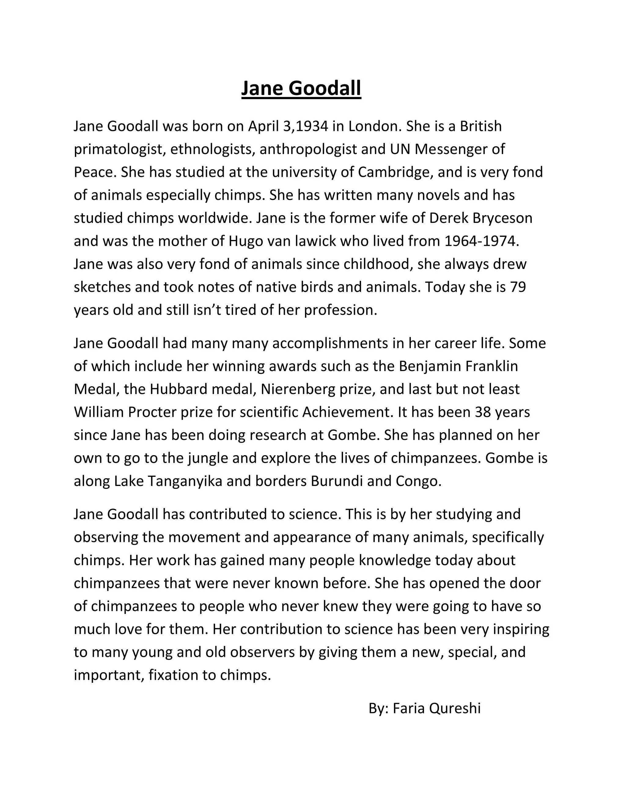 Faria jane goodall | DOCX