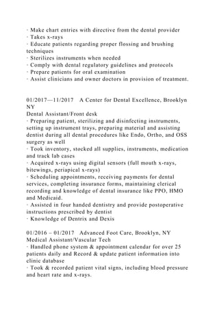 Faridah Mohammad731 Montauk CtBrooklyn,NY 11235(929) – 382 -.docx ...