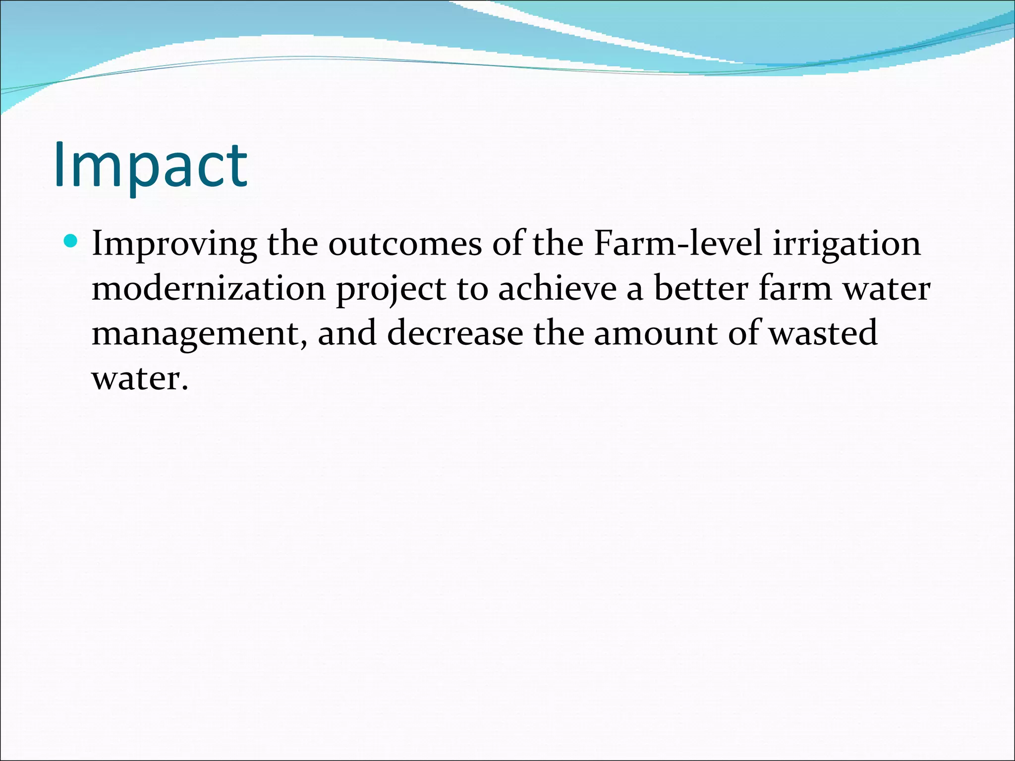 Farm level irrigation modernization | PPT | Agriculture | Industries
