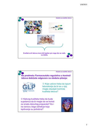 Farmaceutska regulativa u kontroli lekova prezentacija izbornog predmeta | PDF