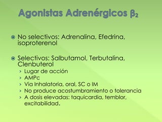 Farmacología del aparato respiratorio | PPTX