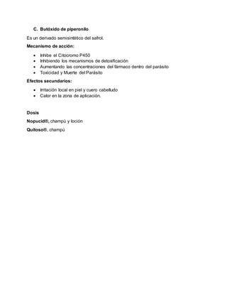 Resumen de Fármacos parasitarios | DOCX