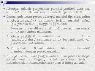 Farmakokinetika Absorpsi. absorsi farmakokinetik | PPT