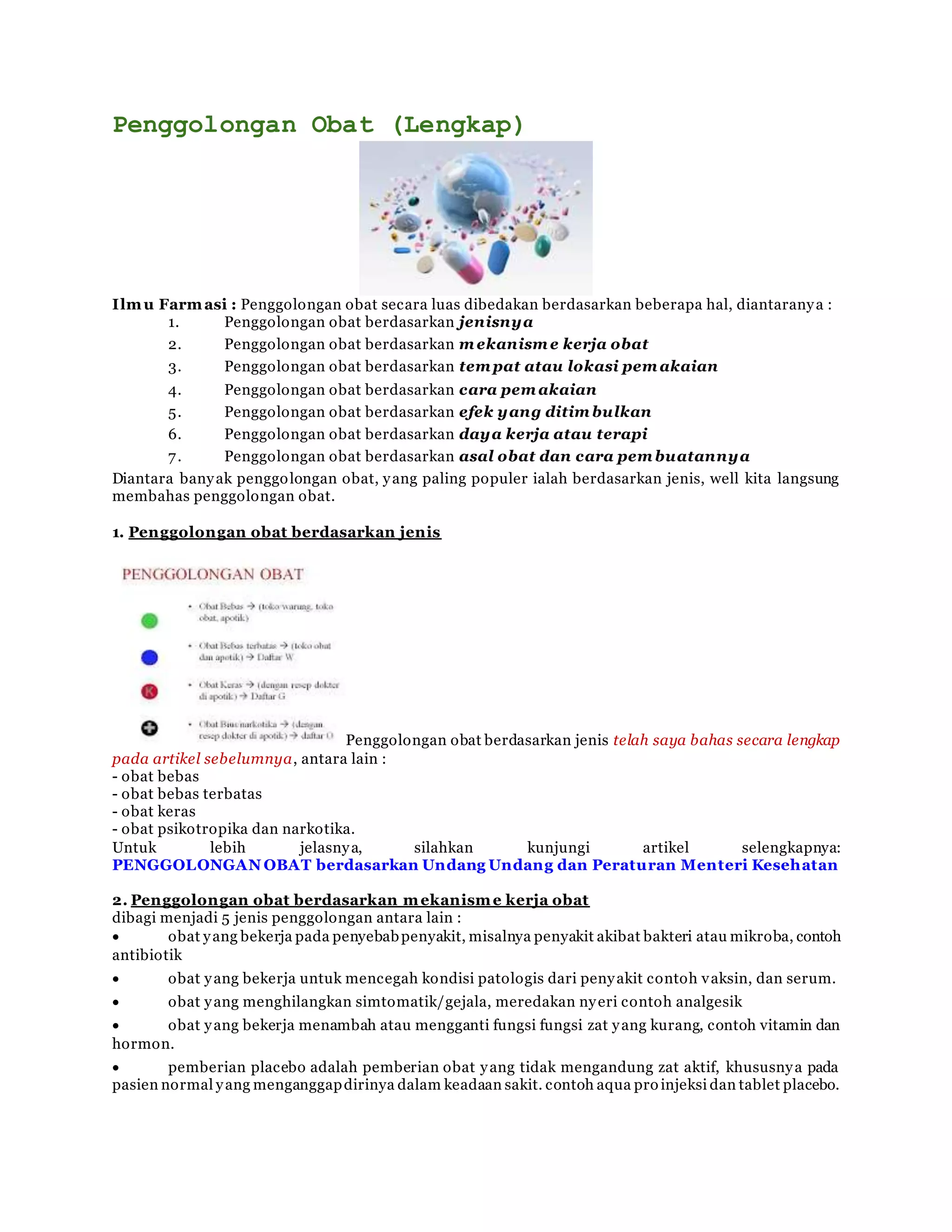 Farmakologi penggolongan obat | DOCX