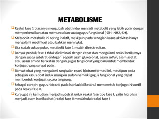 Farmakologi pada peristiwa metabolisme obat | PPT