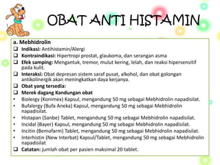 FARMAKOLOGI ANTI HISTAMIN DAN KEMOTERAPI PARASIT | PPTX