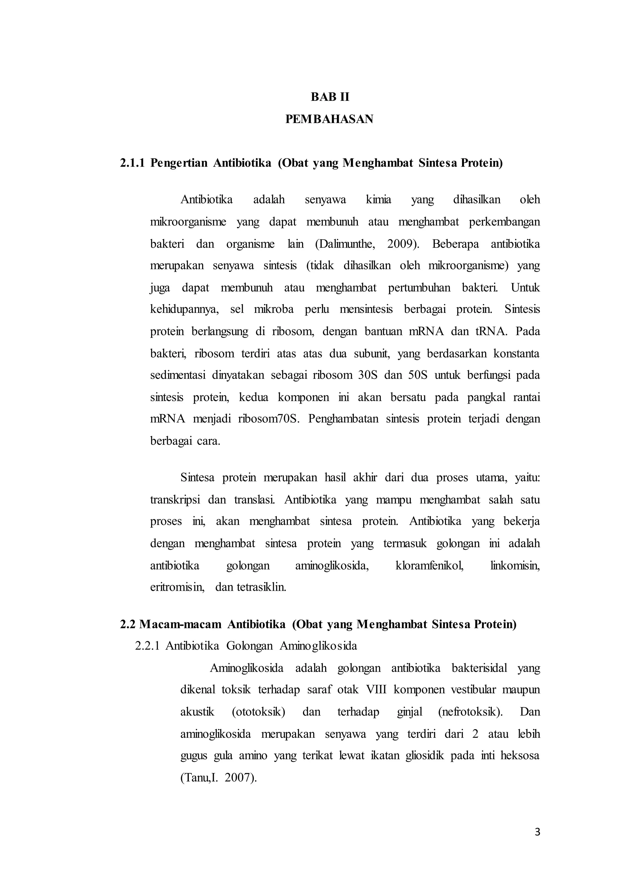 antibiotik penghambat sintesa protein | DOCX