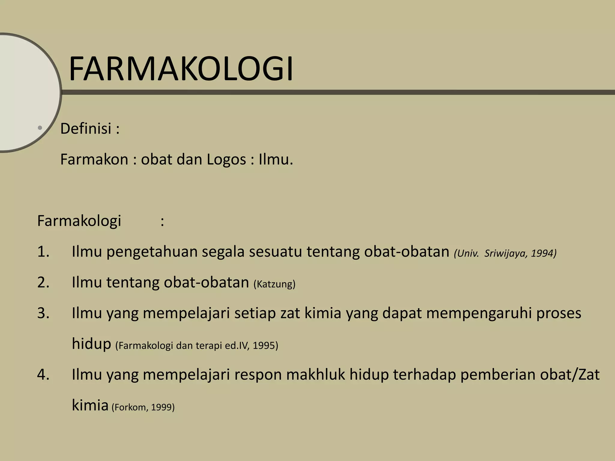 Farmakologi (obat dan penggolongannya) | PPTX