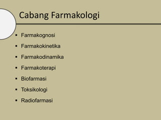 Farmakologi (obat dan penggolongannya) | PPTX