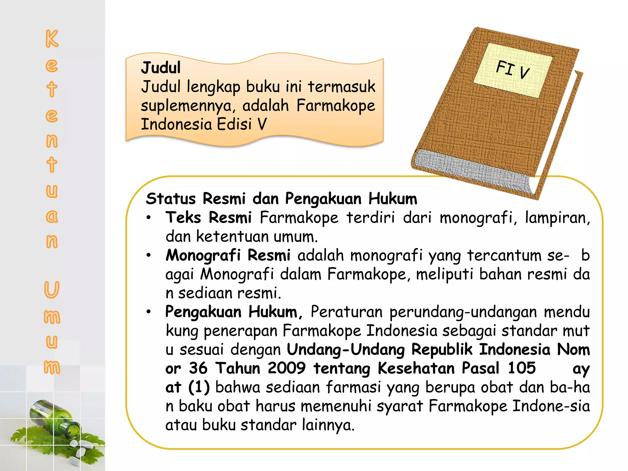 Farmakope dan nama obat monografi - sediaan umum | PDF
