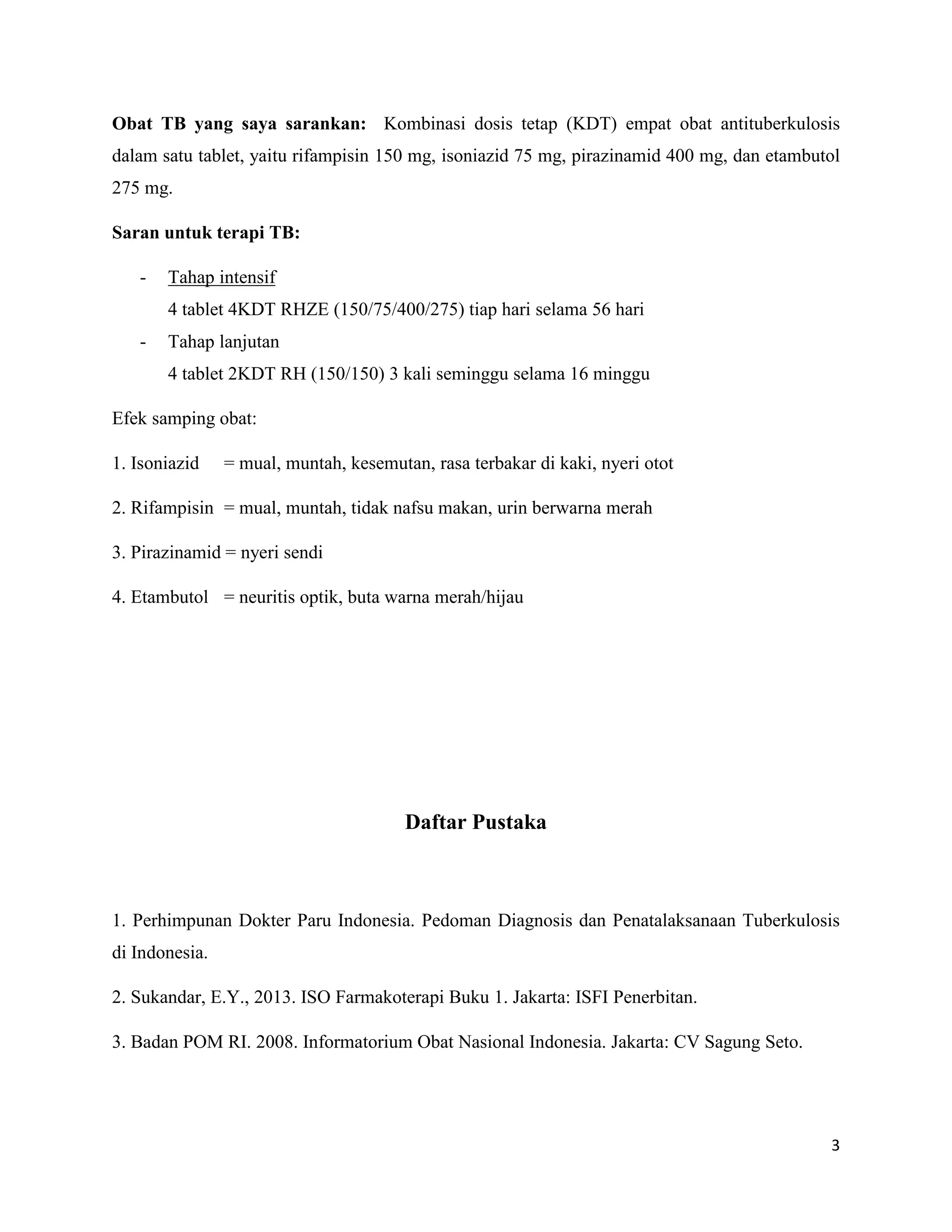 Farmakoterapi Infeksi : Studi Kasus Tatalaksana TBC Kategori 1 | PDF