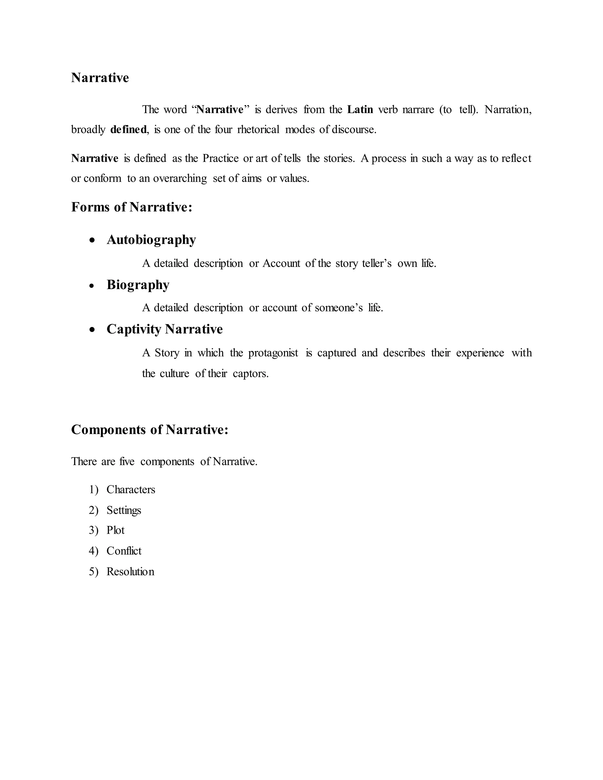 Essential features and structure of a Narrative Essay | DOCX