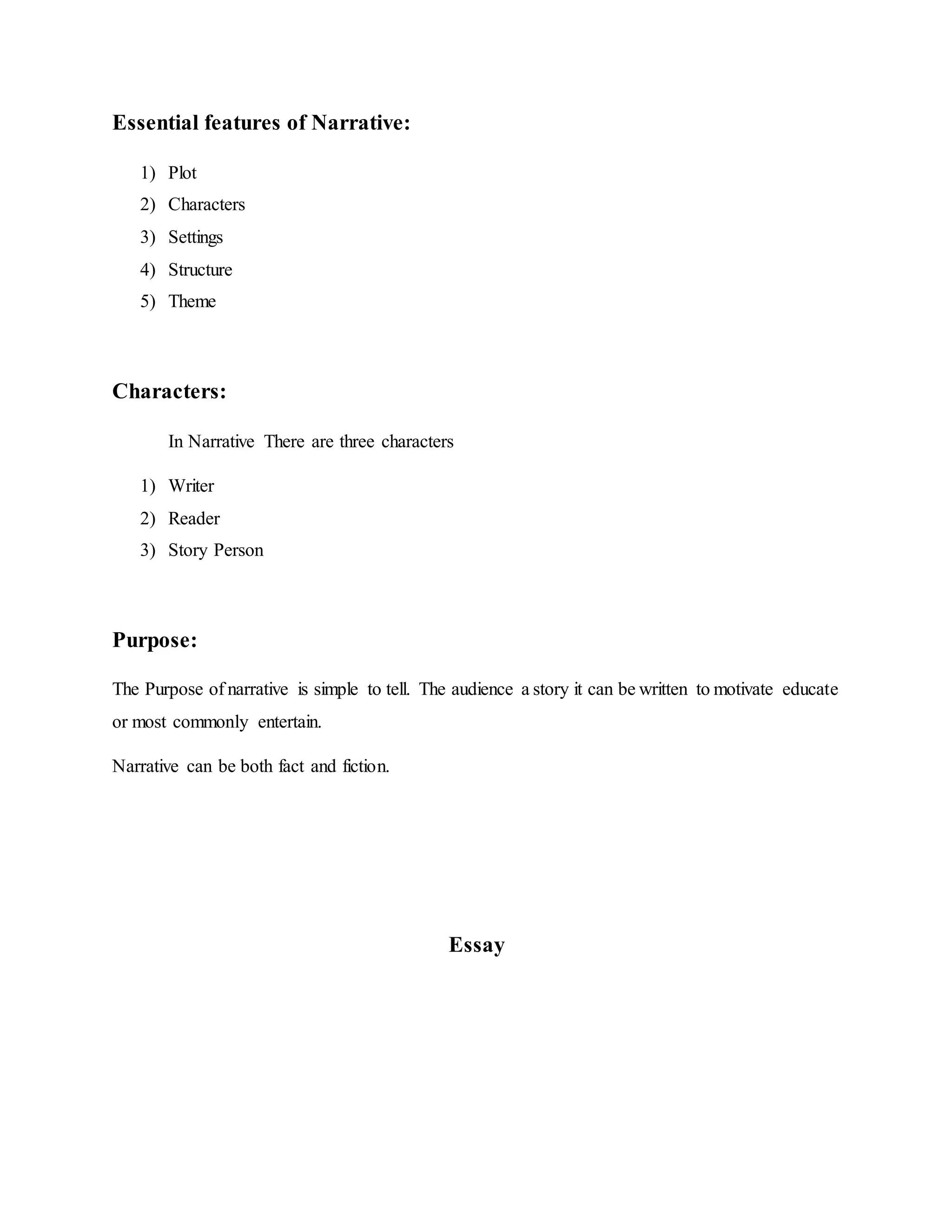 Essential features and structure of a Narrative Essay | DOCX