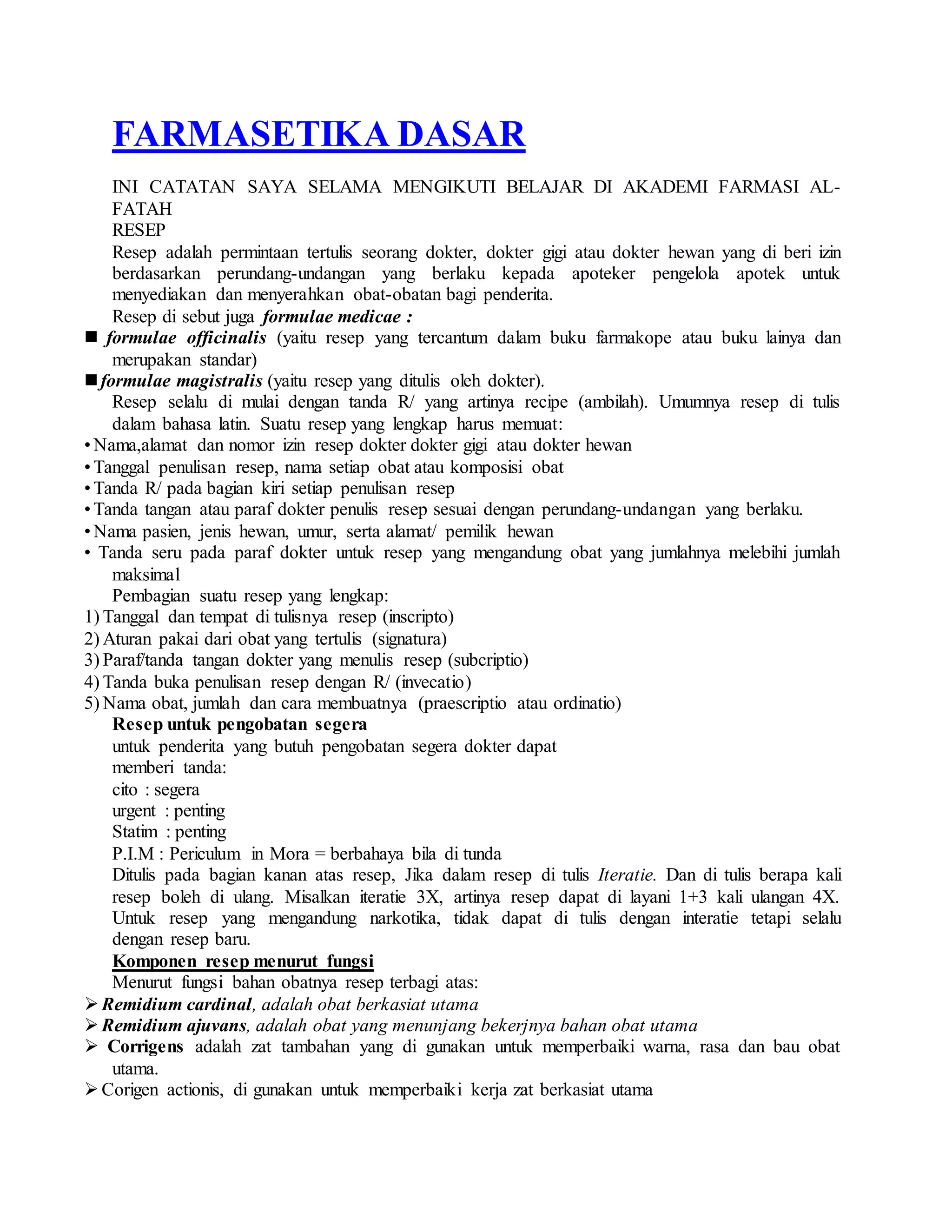 Farmasetika dasar | DOCX