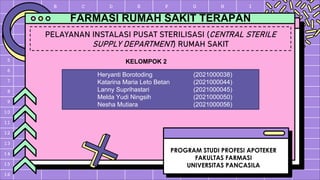 Farmasi Rumah Sakit - CSSD (Central Sterile Supply Department) | PDF