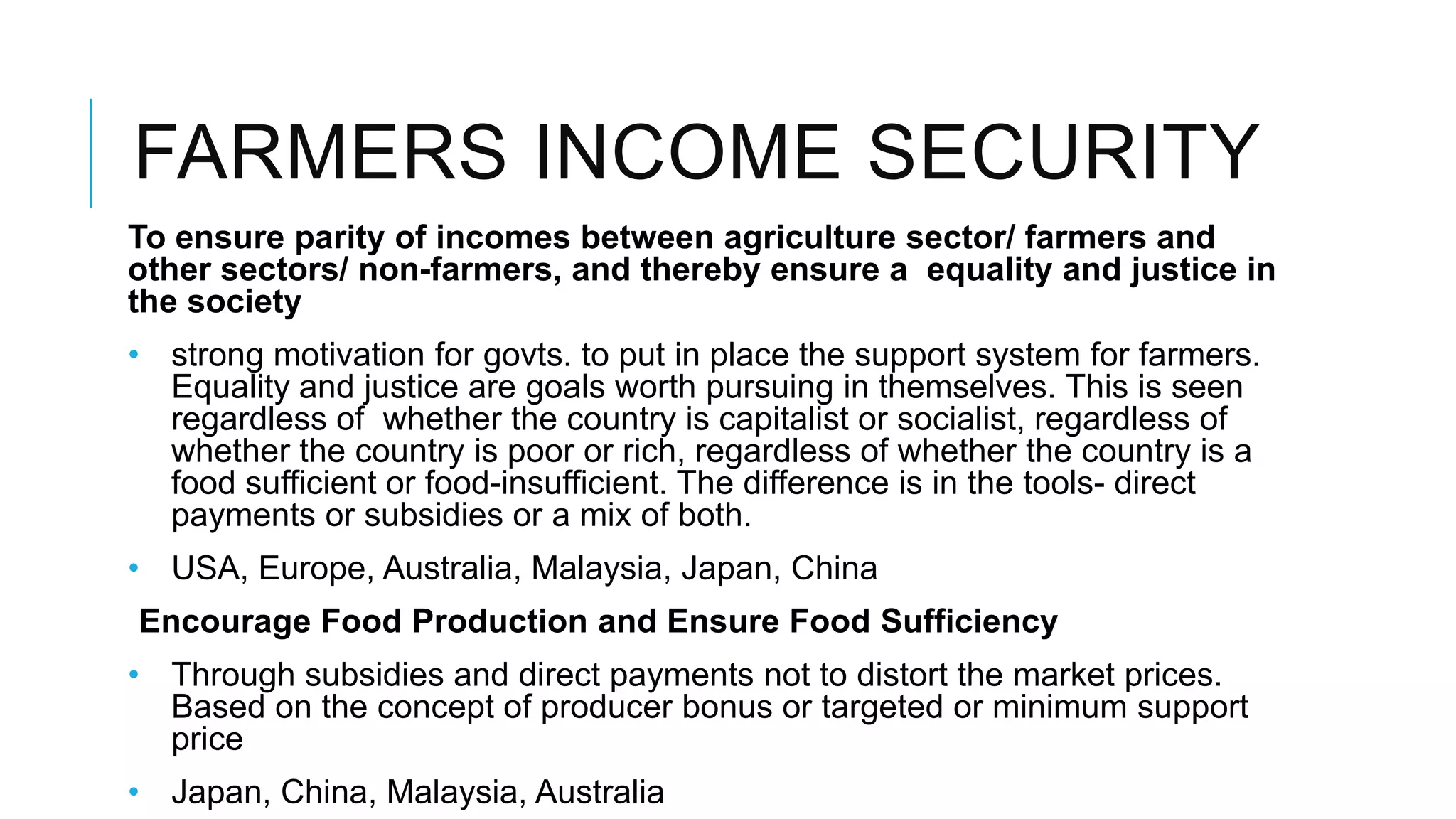 Farmer income support across world | PPT