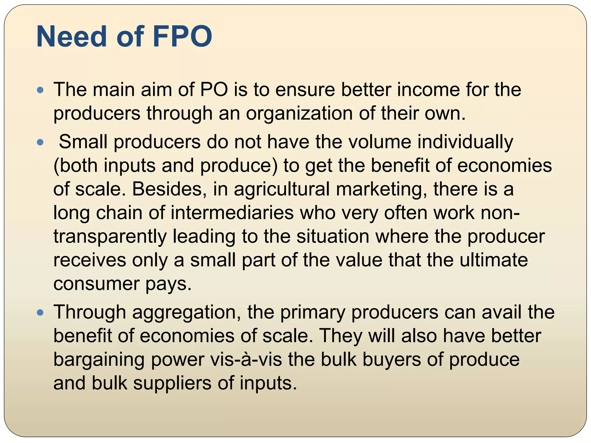 Farmer producer organization (fpo) | PPTX