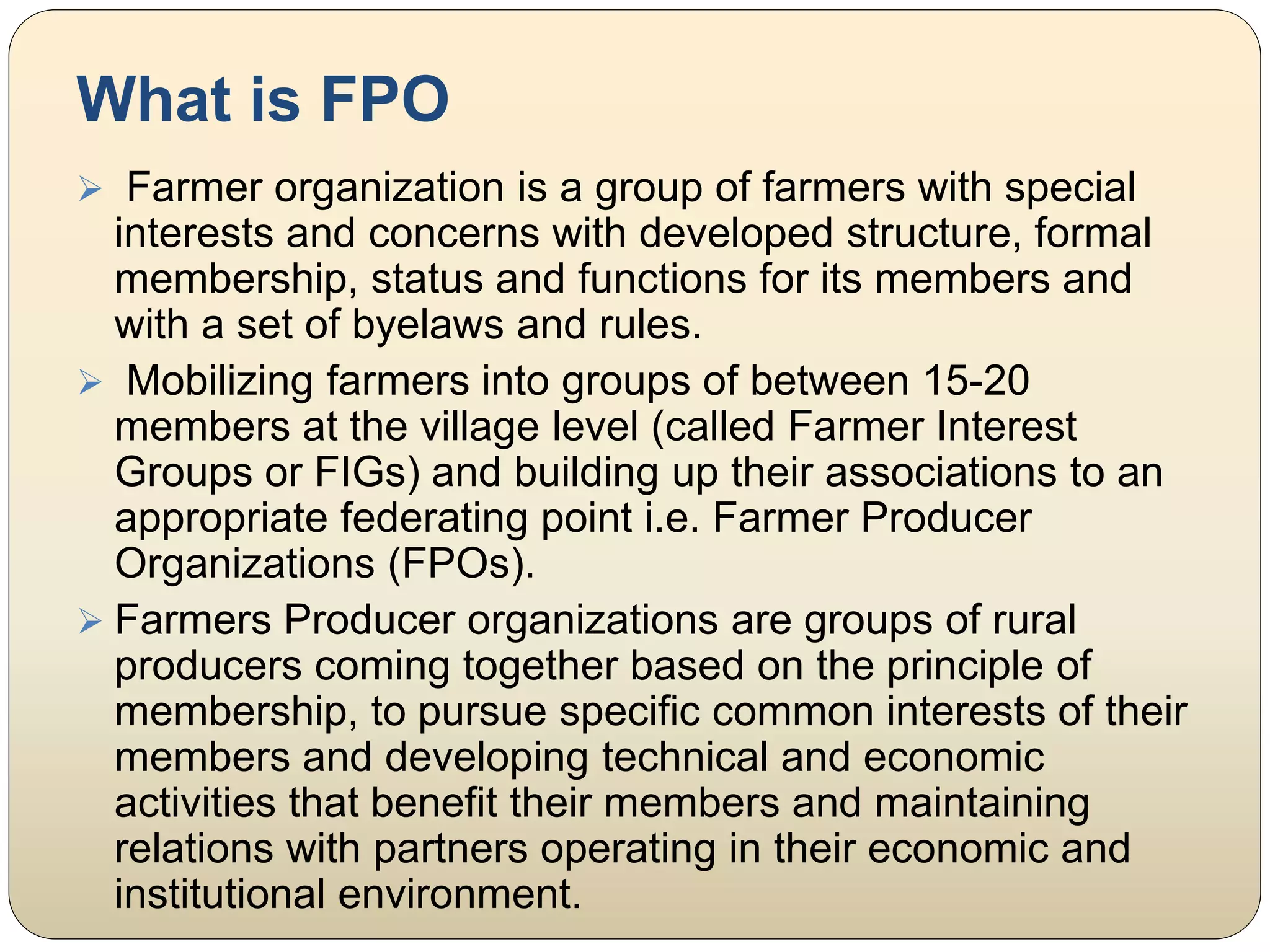 Farmer producer organization (fpo) | PPTX