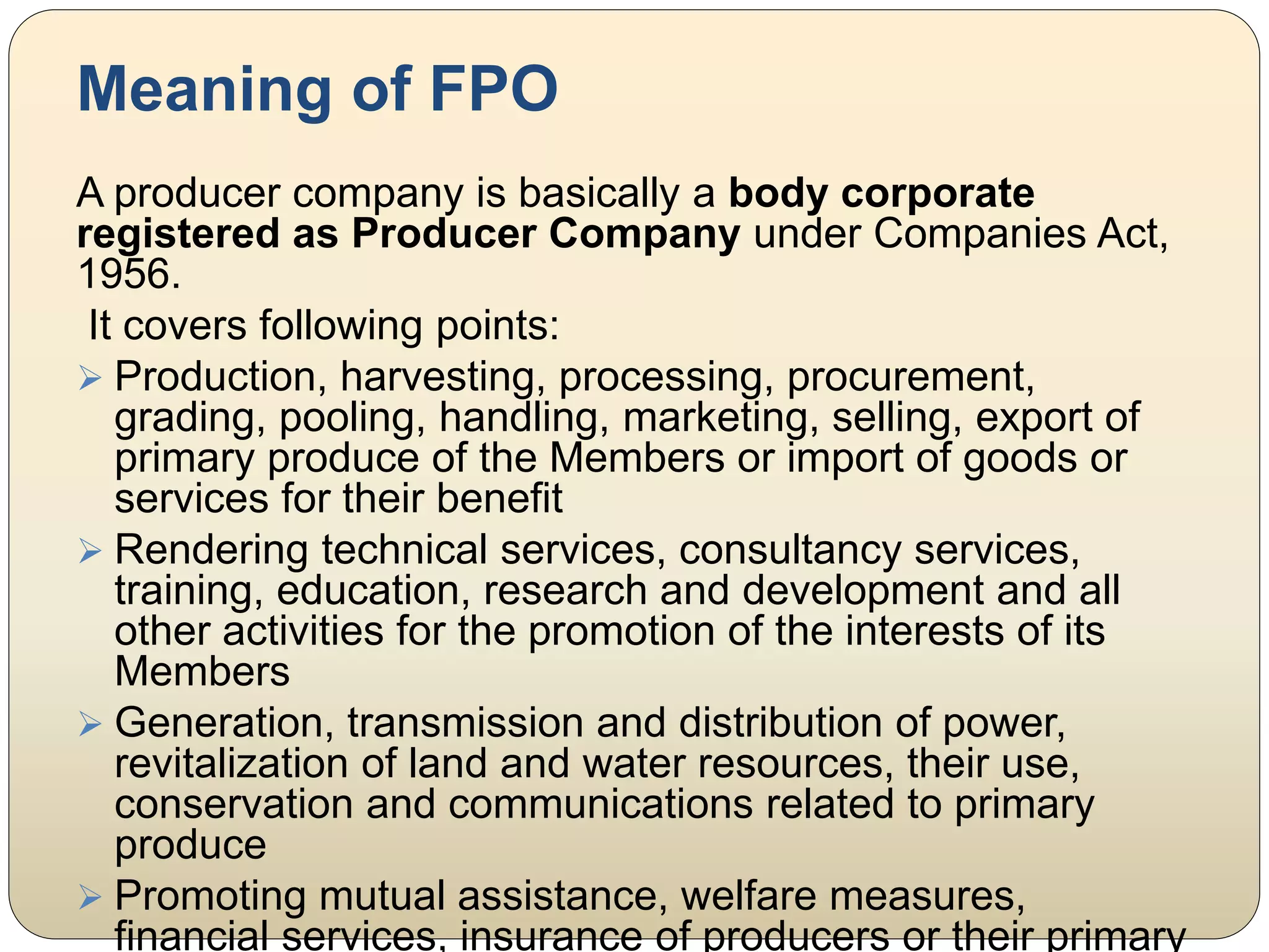 Farmer producer organization (fpo) | PPTX