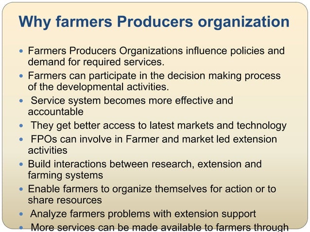 Farmer producer organization (fpo) | PPTX | Agriculture | Industries