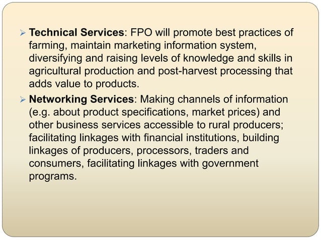 Farmer producer organization (fpo) | PPTX | Agriculture | Industries