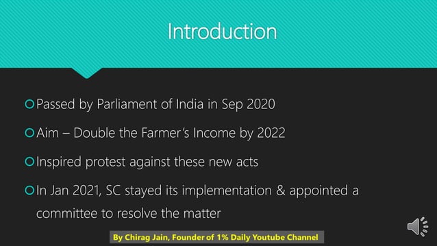 India's Three New Farm Laws | Farmer's Bills 2020 | PPTX