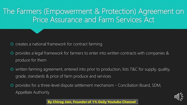 India's Three New Farm Laws | Farmer's Bills 2020 | PPTX