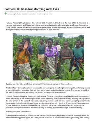 Farmers’ Clubs is transforming rural lives | PDF | Agriculture | Industries