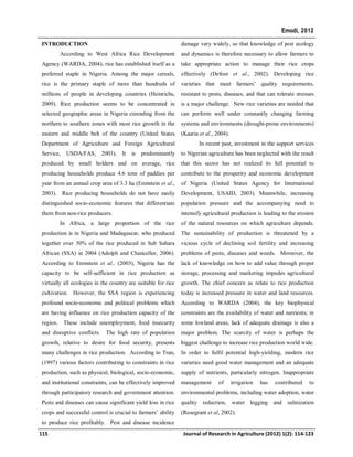 Farmers’ constraints in rice production in South-East Nigeria | PDF