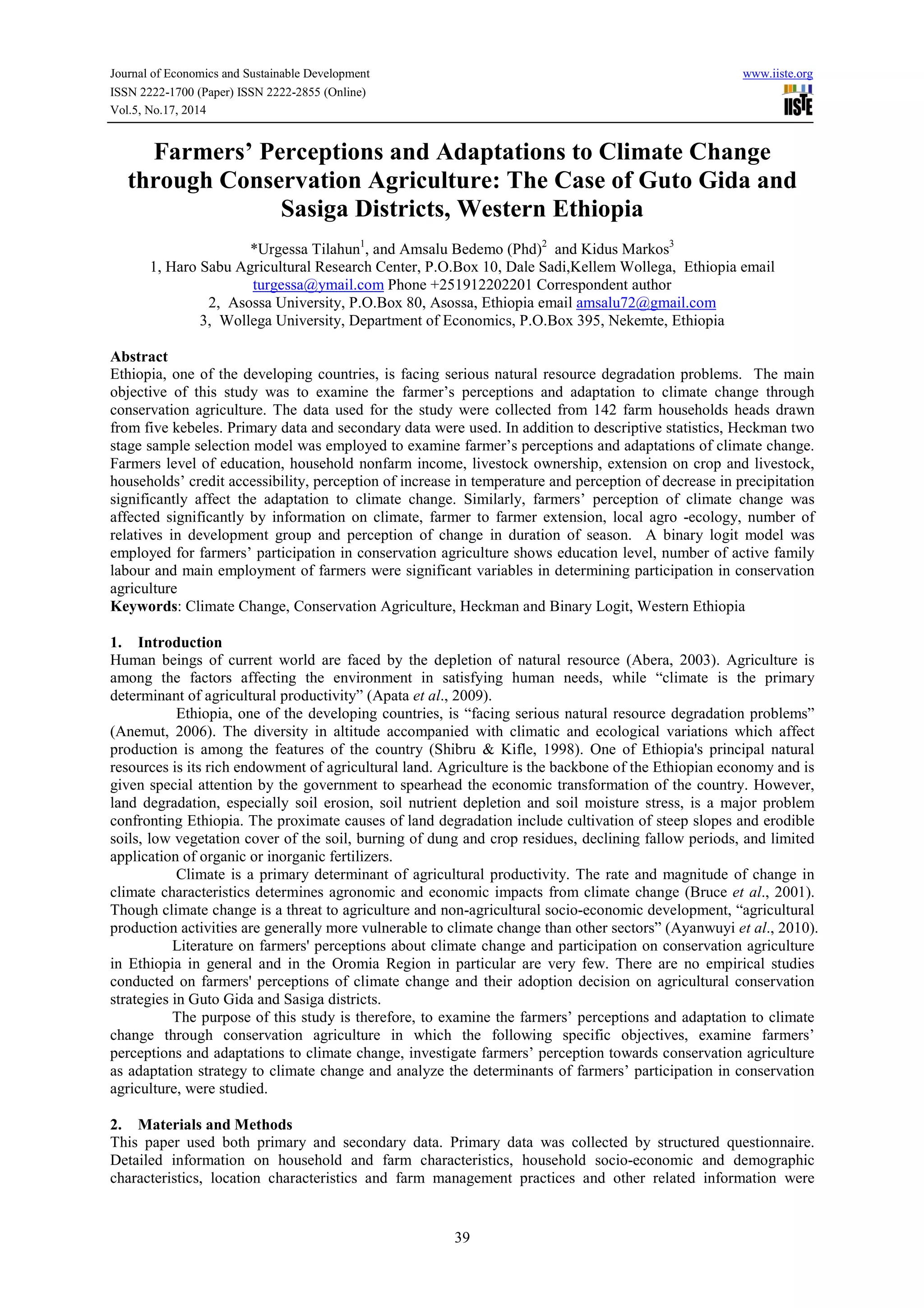Farmers’ perceptions and adaptations to climate change through ...
