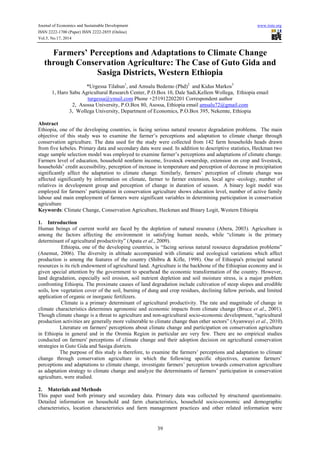 Farmers’ perceptions and adaptations to climate change through conservation agriculture the case ...