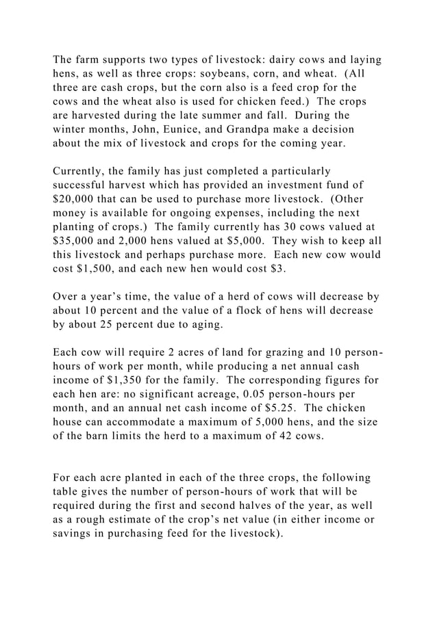 Farm Management Case Study (revised from Hillier and Lieberman.docx ...