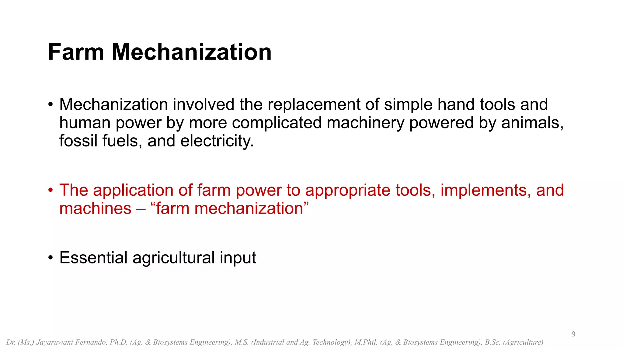 Farm Mechanization.pptx | Agriculture | Industries