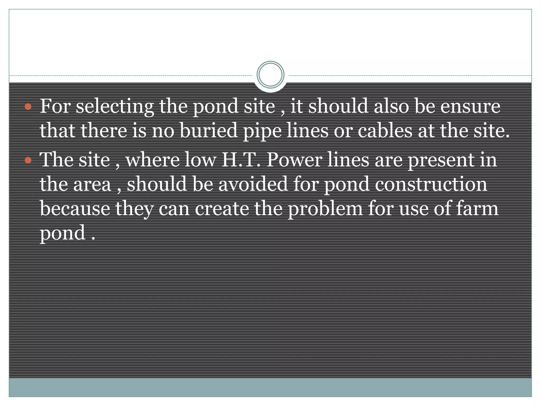 Design and construction of farm pond | PPTX