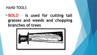 FARM TOOLS example with their usesP PPT..pptx | Agriculture | Industries