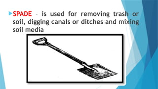 FARM TOOLS example with their usesP PPT..pptx | Agriculture | Industries