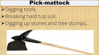 Farm Tools and Equipment week 1 [Autosaved].pptx | Agriculture | Industries
