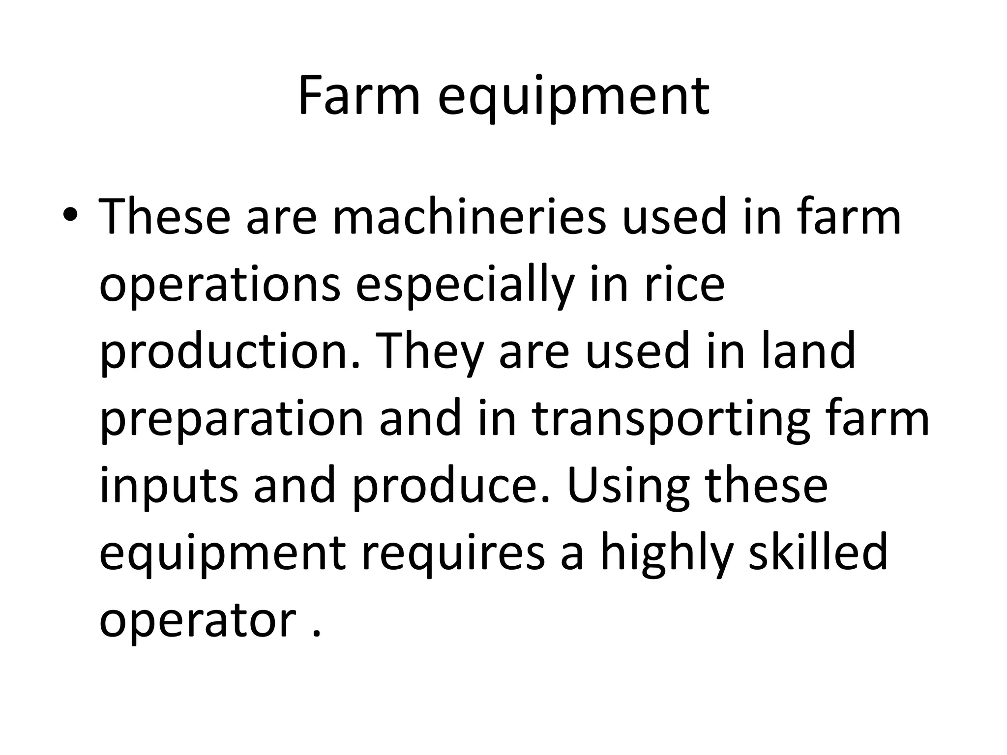 Farm tools, equipment and implements | PPTX