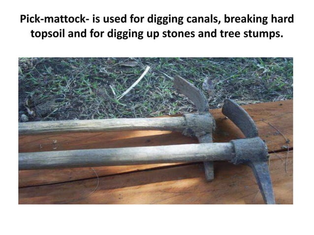 Farm tools, equipment and implements | PPTX | Agriculture | Industries