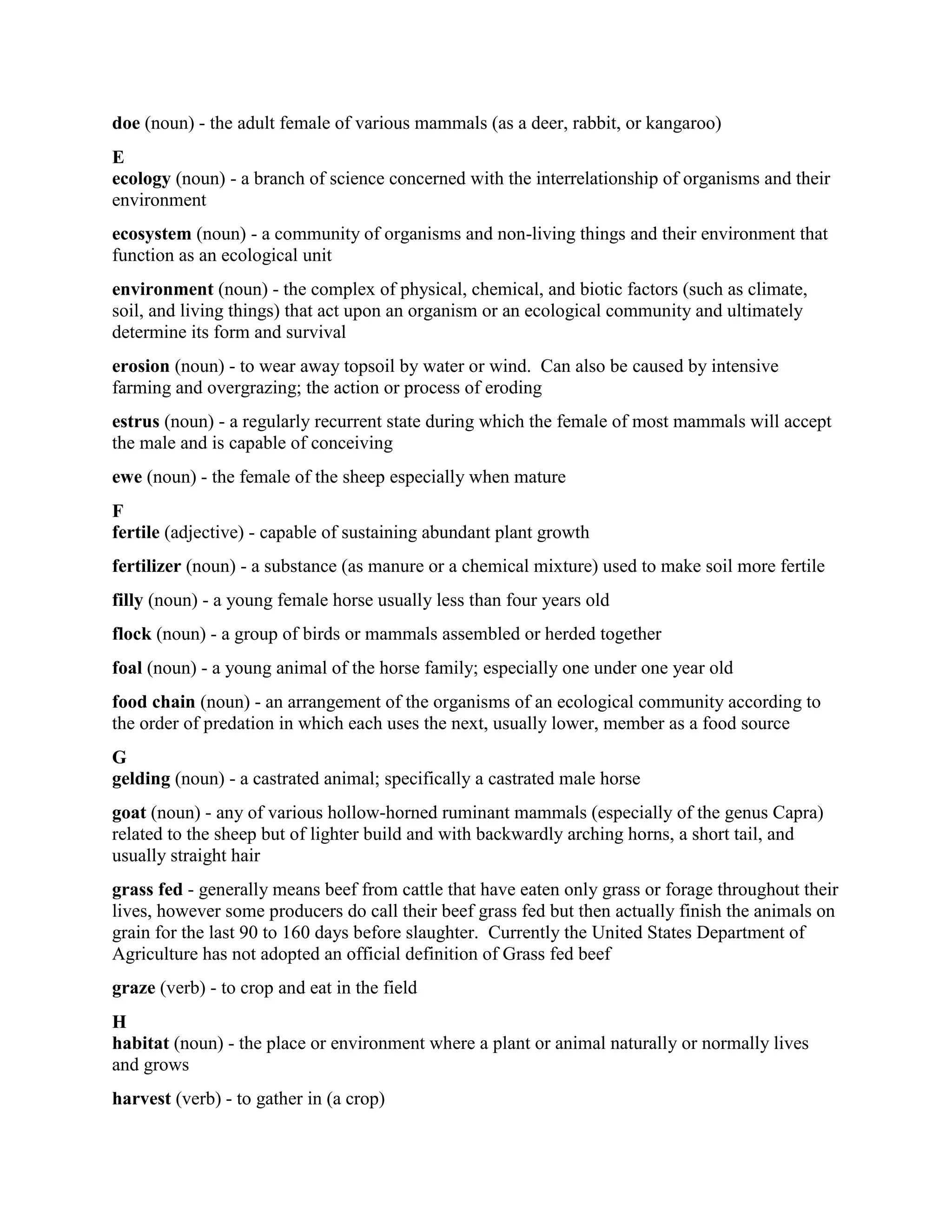 Farm to table glossary | PDF