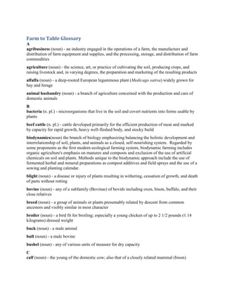 Farm to table glossary | PDF