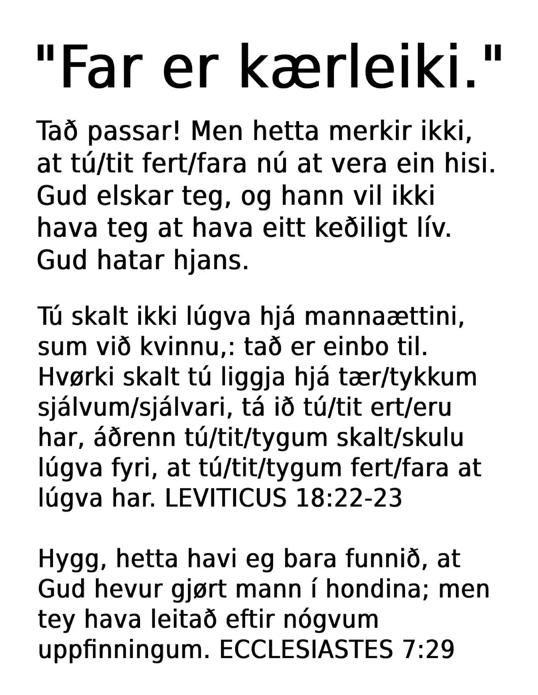 Faroese Anti-Homosexuality (LGBTQIA+) Warning Tract | PDF Faroese Anti-Homosexuality (LGBTQIA+) Warning Tract | PDF