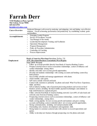 Farrah derr resume 2016 | PDF