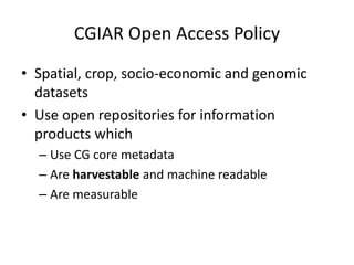 AgTrials - an example of Open Data and Open Access in the CGIAR Consortium for Spatial ...