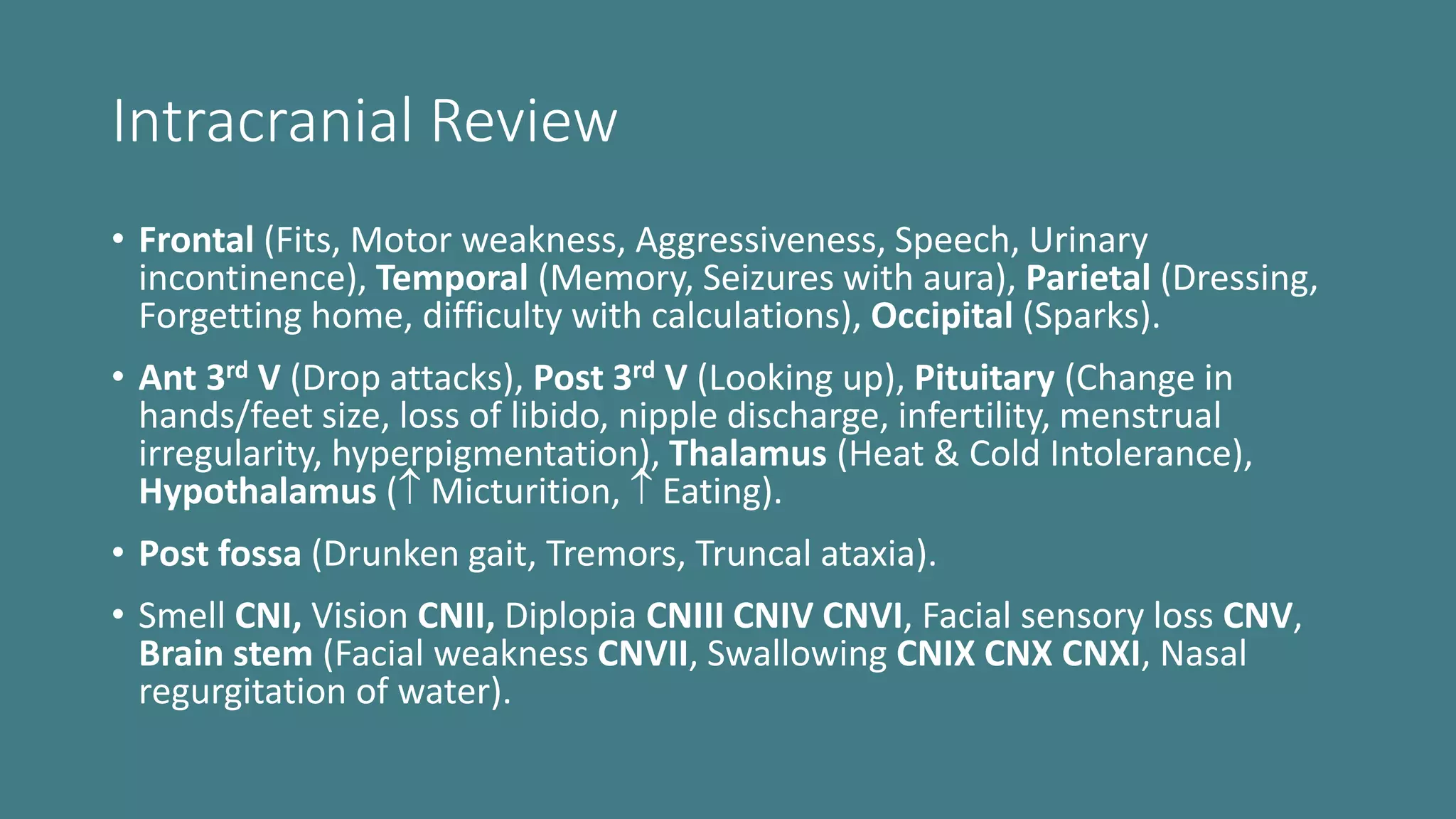 Farrukh neurosurgery long case history & examination technique | PPTX
