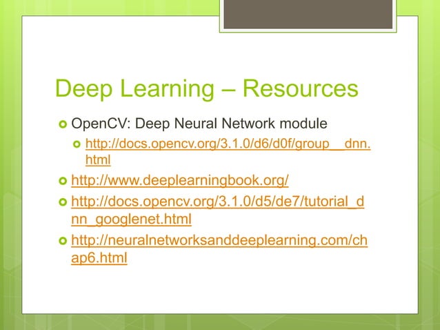Computer Vision, Deep Learning, OpenCV | PPT