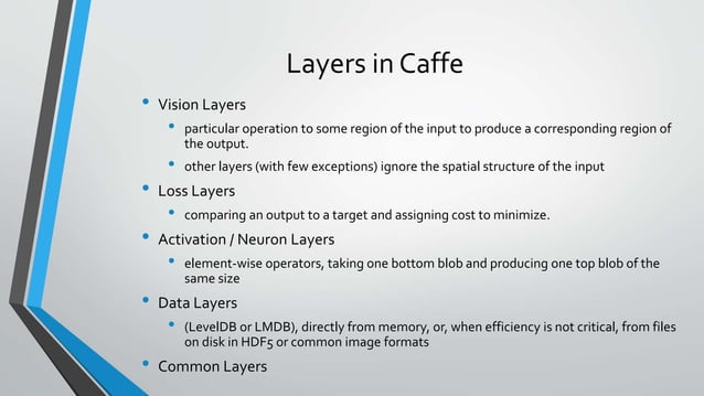 Layers in Deep Learning & Caffe layers (model architecture ) | PPT