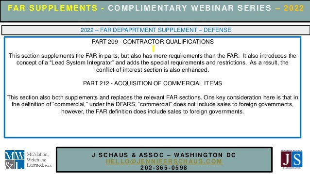 Government Contracting - FAR Supplements - DFARS / Defense | PPTX