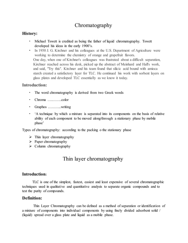assignment on thin layer chromatography | DOCX