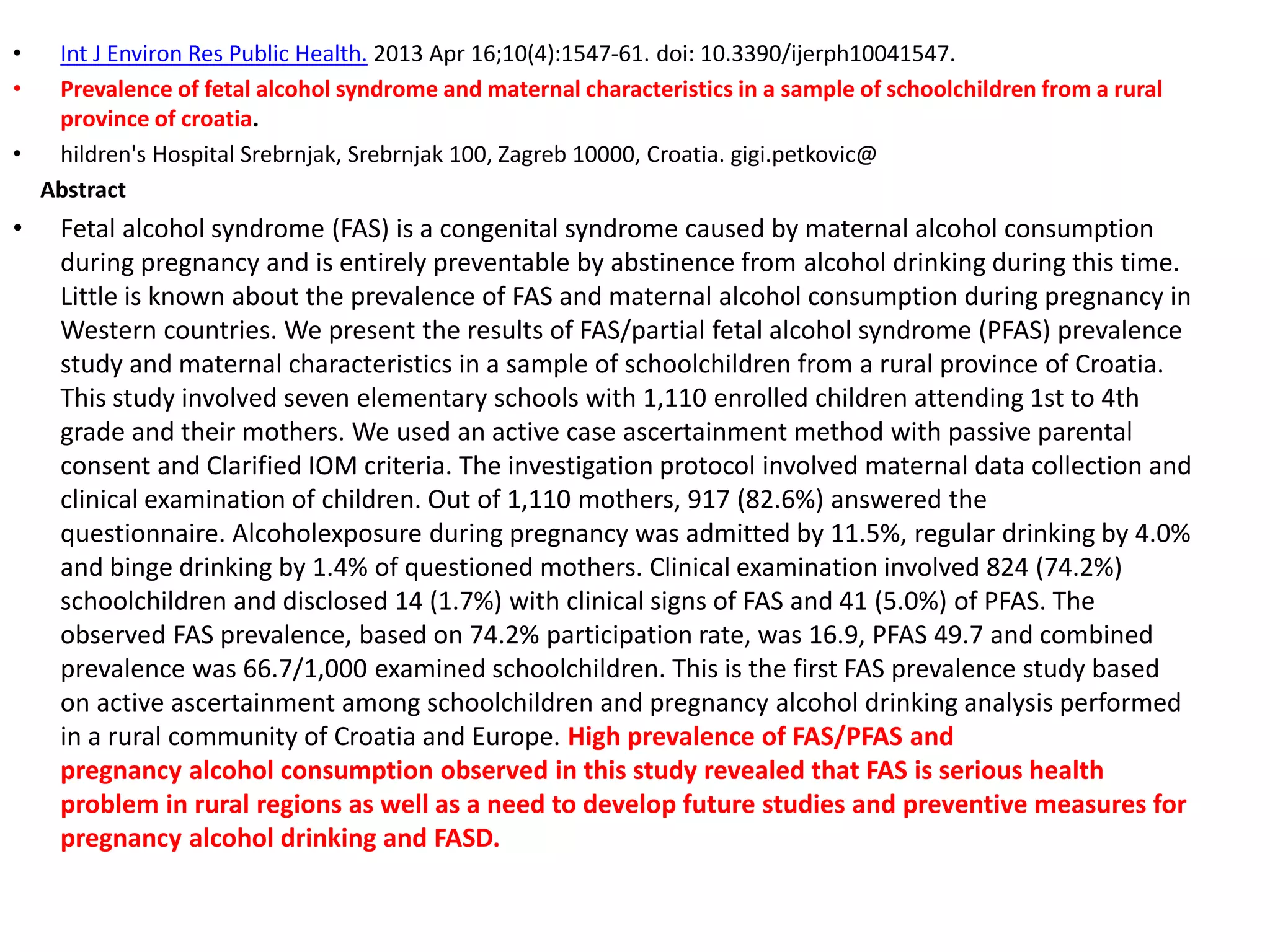 FETAL ALCOHOL SYNDROME(FAS) | PPTX